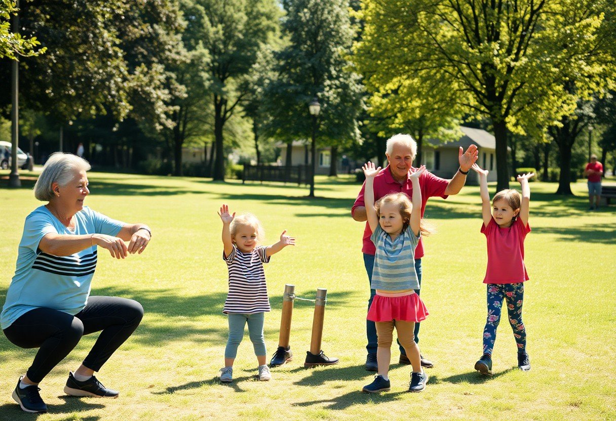 Functional Fitness Routines for Grandparents Playing with Kids